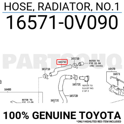 165710V090 Genuine Toyota HOSE, RADIATOR, NO.1 16571-0V090 | eBay