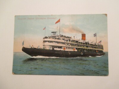 Ship Postcard Excursion Steamer Christopher Columbus 1908 | eBay