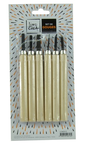 Gouges manche en bois pour linogravure 6 pièces | eBay