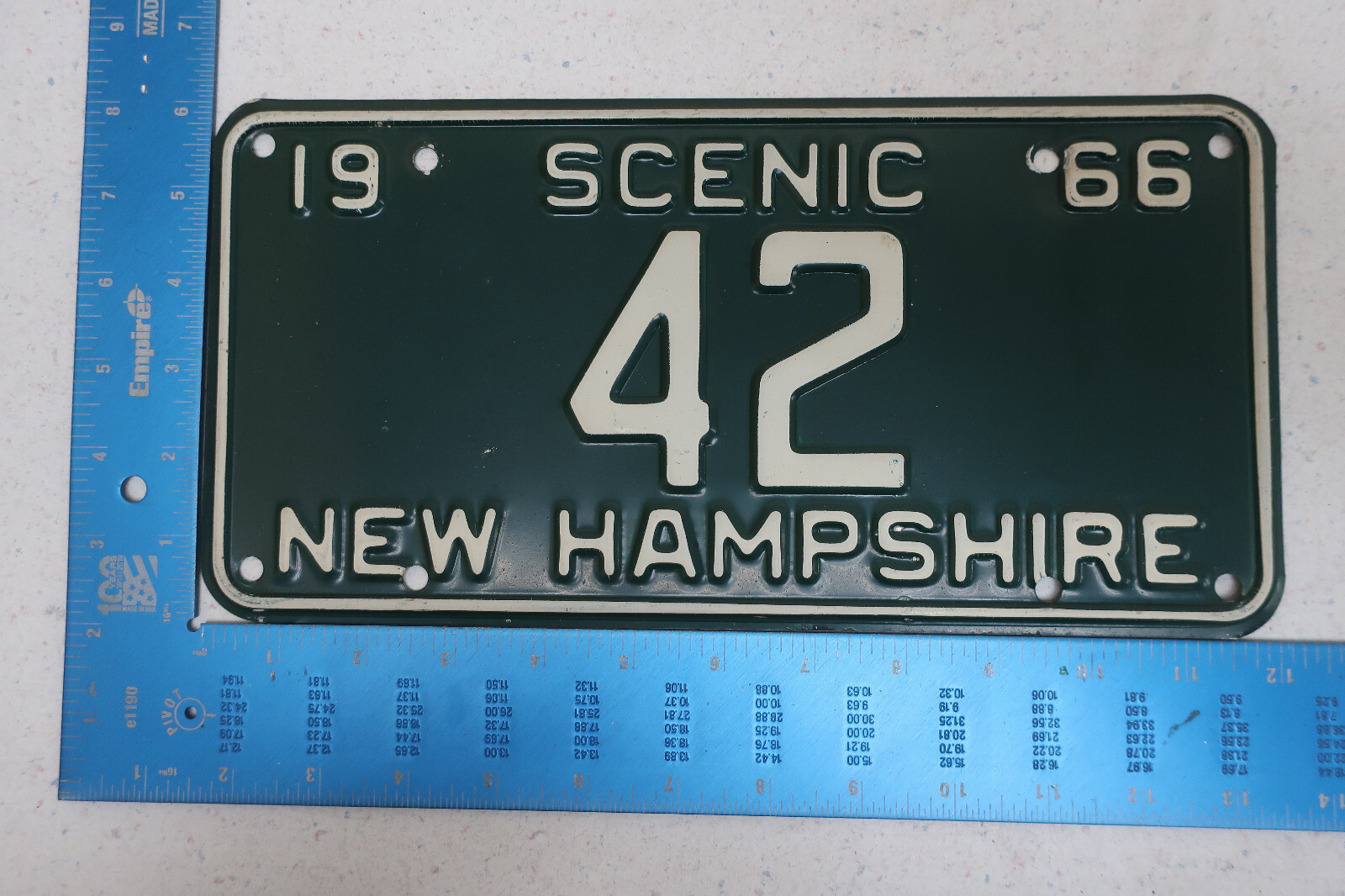 1966 66 NEW HAMPSHIRE NH LICENSE PLATE #42 LOW NUMBER TWO 2 DIGIT TAG ...