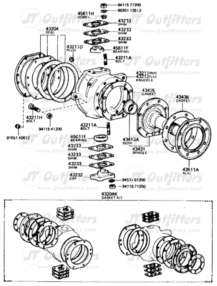 Knuckle Bearing Rebuild Kit for Toyota Land Cruiser FJ40 FJ60 FJ62 | eBay