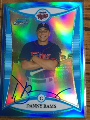 2008 BOWMAN CHROME BLUE REFRACTOR DANNY RAMS AUTO #105/150 - Minnesota ...