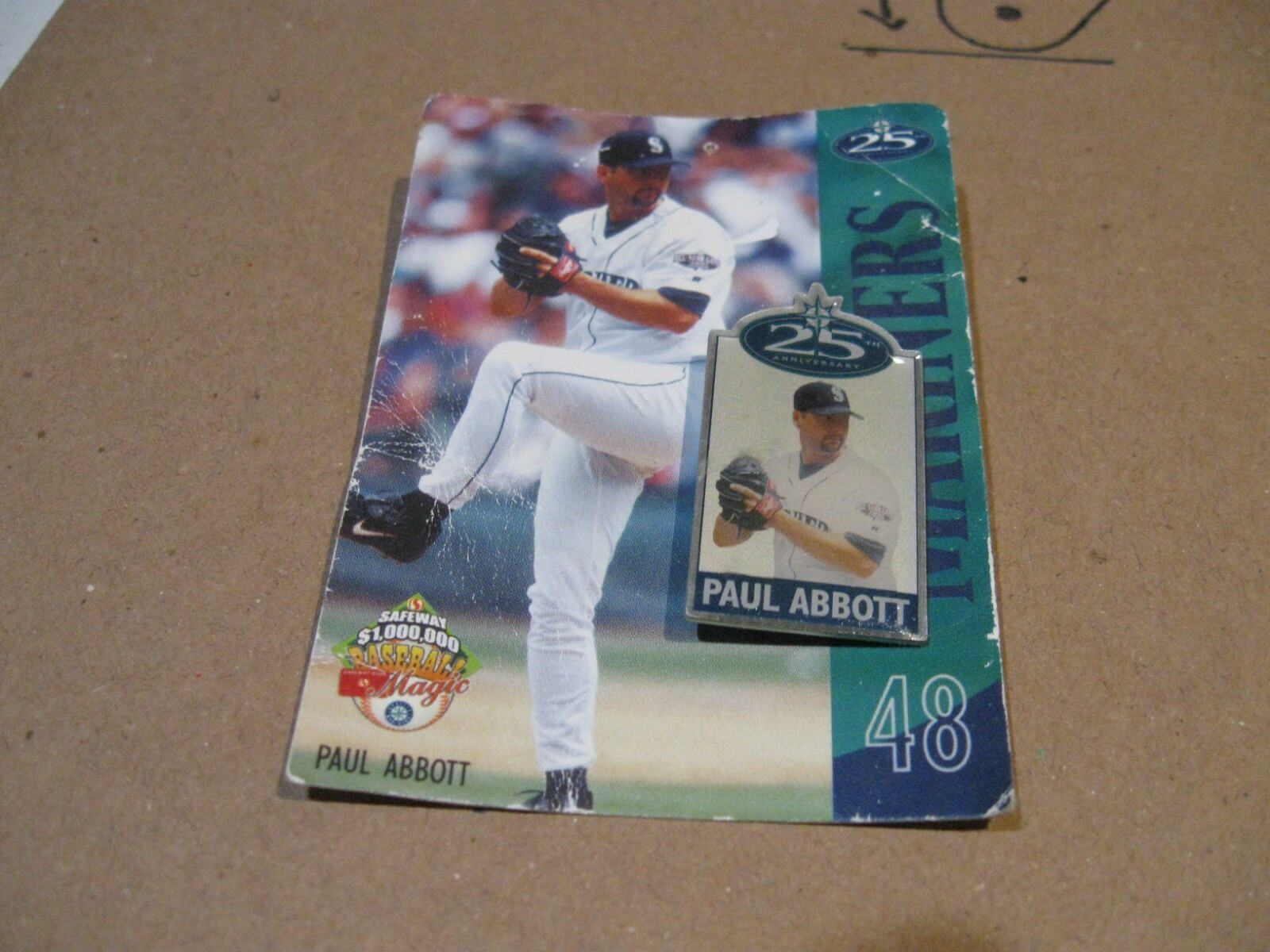 VINTAGE SEATTLE MARINERS 25th ANNIVERSARY PAUL ABBOTT CARD AND PIN | eBay
