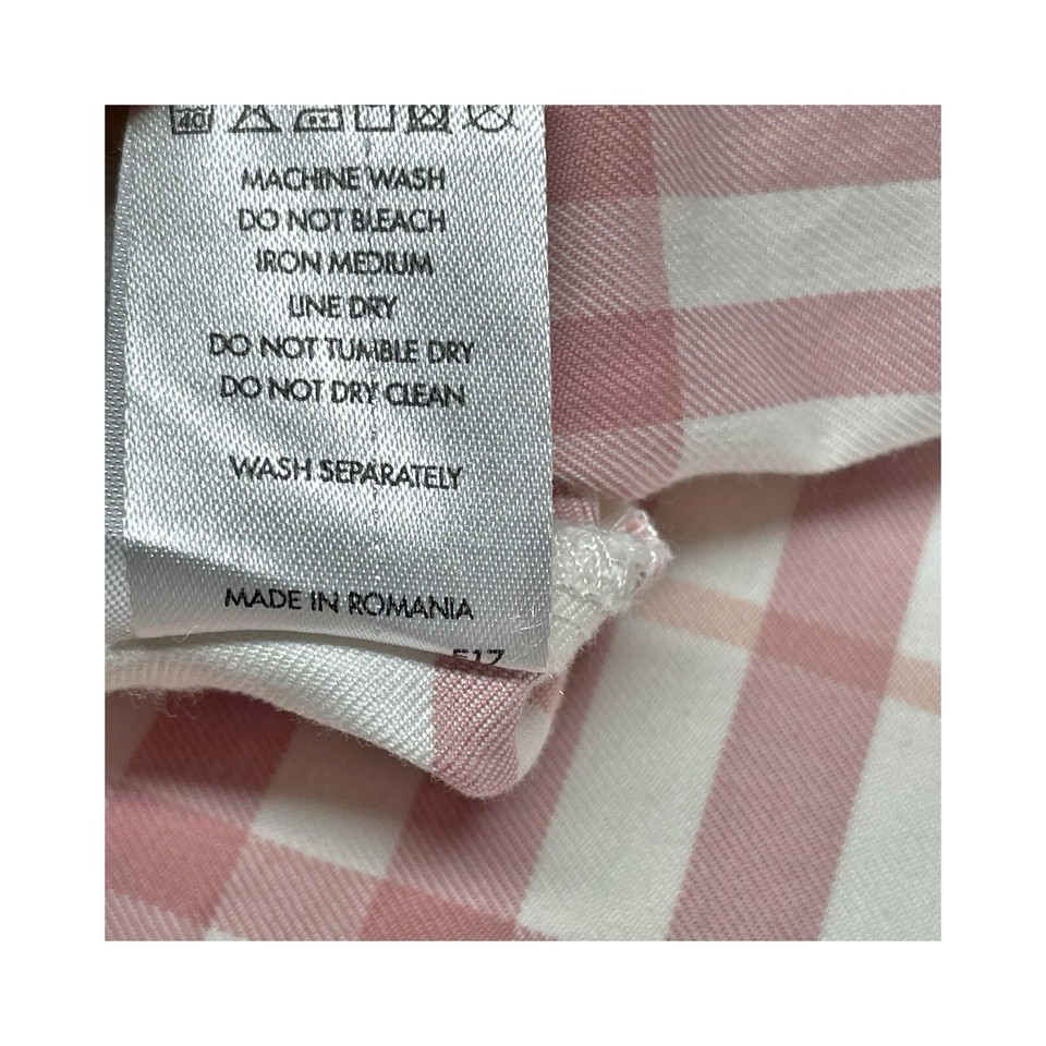 Burberry Women's Pink/White Nova Check Button Down Pajama Shirt Size ...