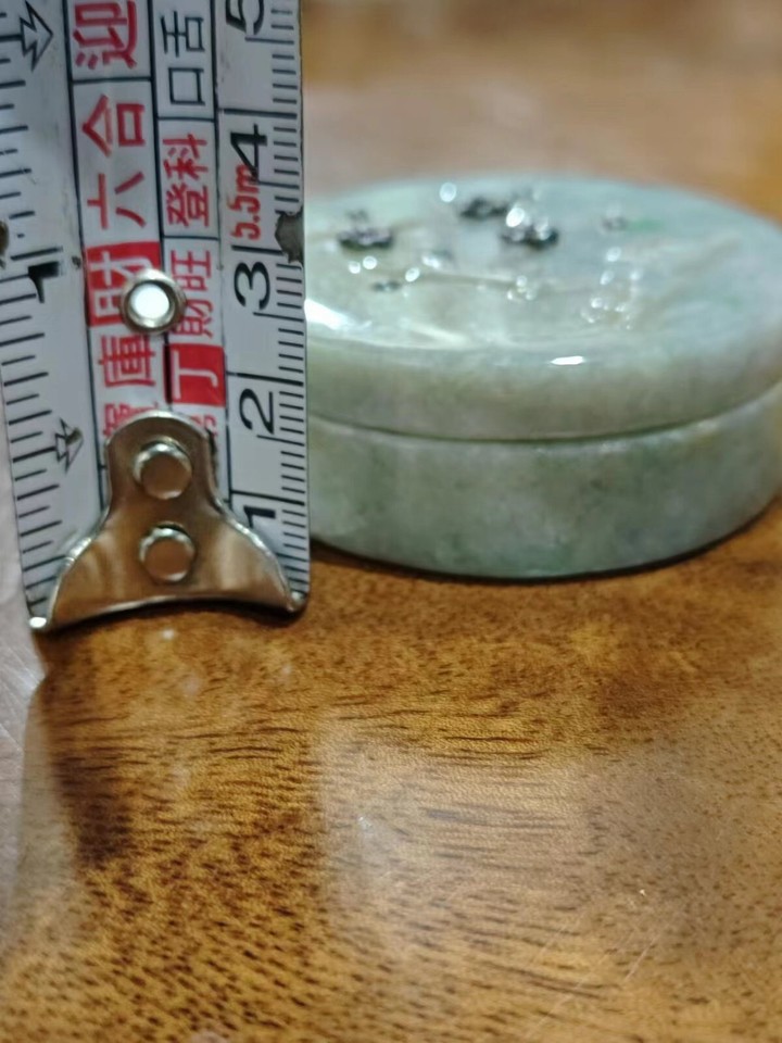 Old Chinese jade powder box ~ box with beautiful plum blossom carving ...