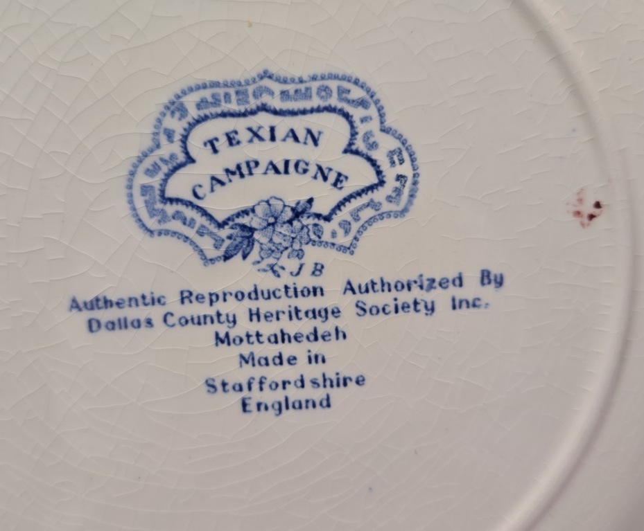 STAFFORDSHIRE TEXIAN CAMPAIGNE Authenic Reproduction Plate Mottahedeh ...