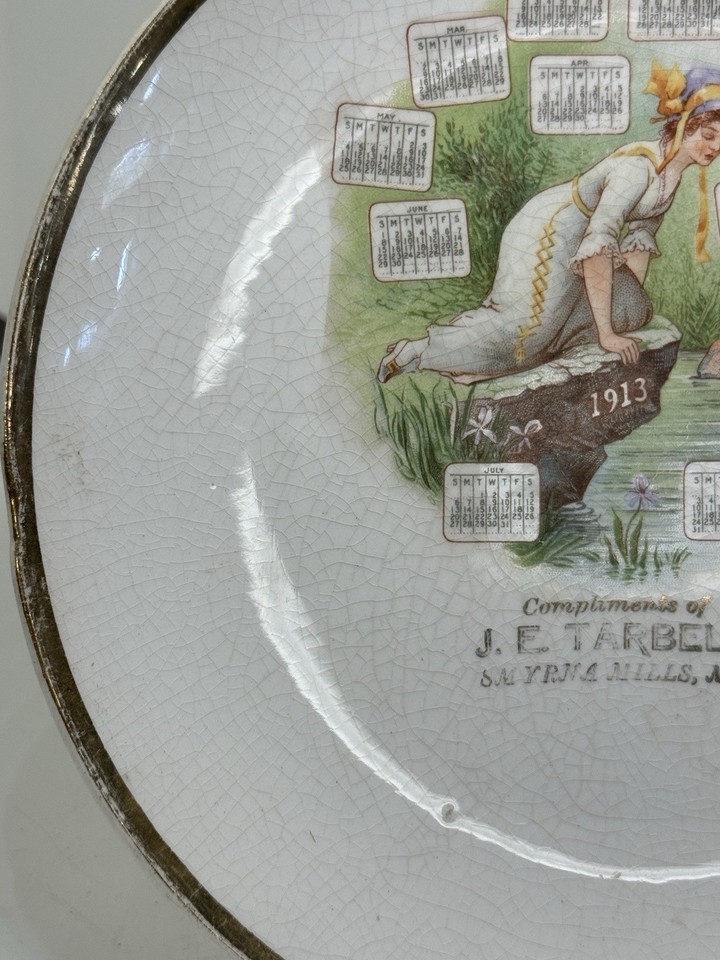1913 Souvenir Advertising Calendar Porcelain Plate J . E. Tarbell | eBay UK