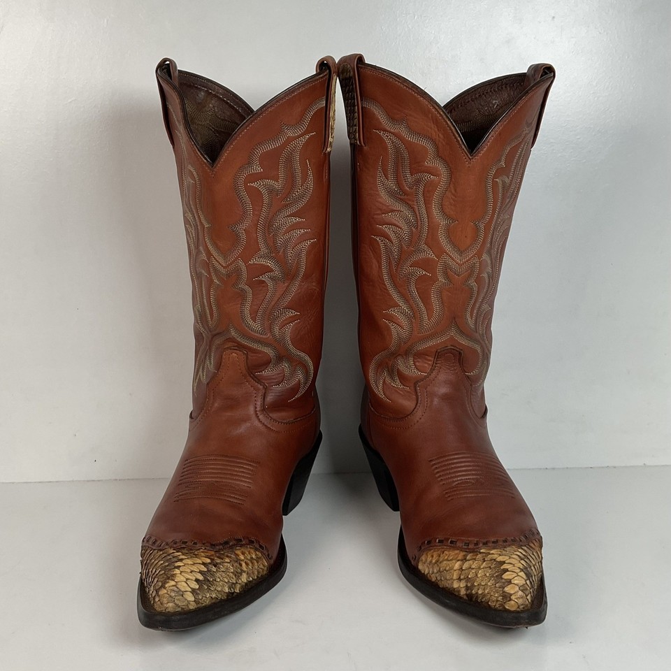 Vintage Tony Lama Rattlesnake Wingtip Cowboy Boots 10 D Diamondback ...