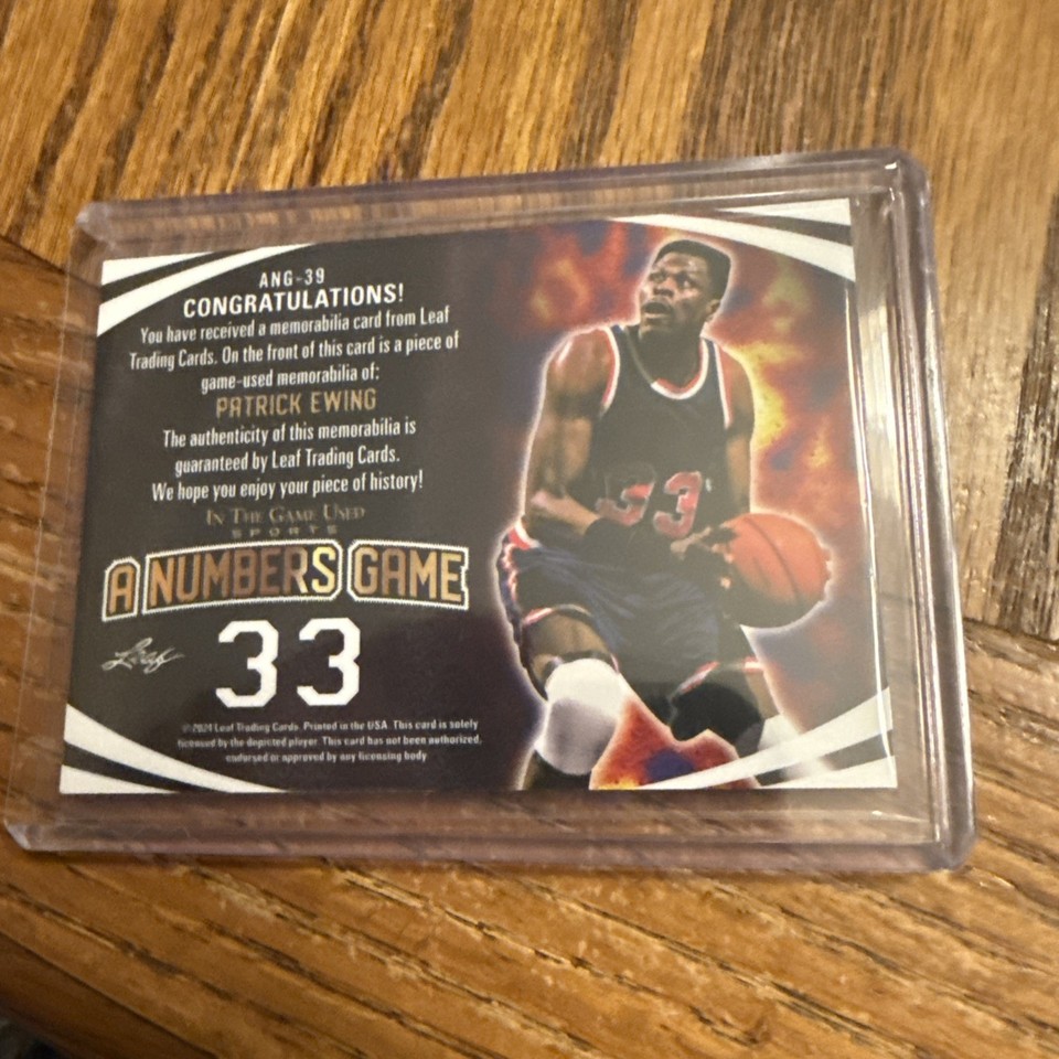PATRICK EWING LEAF IN THE GAME USED RELIC CARD-SERIAL #27/50 A NUMBERS ...