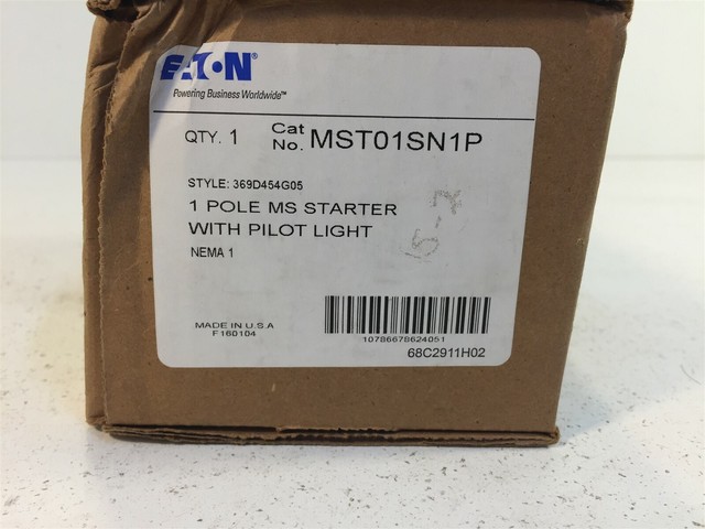 Eaton MST01SN1P 1 Pole MS Starter With Pilot Light for sale online | eBay
