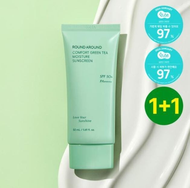 ROUND AROUND Comfort Green Tea Moisture Sunscreen 50ml + 50ml | eBay