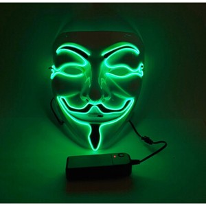 GREEN Light Up LED Anonymous Hacker V Vendetta Mask Halloween Horror ...