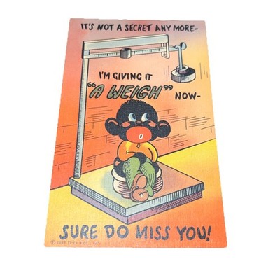 VTG Linen Post Card 1944 It's Not A Secret Anymore Im Giving It A Weigh ...