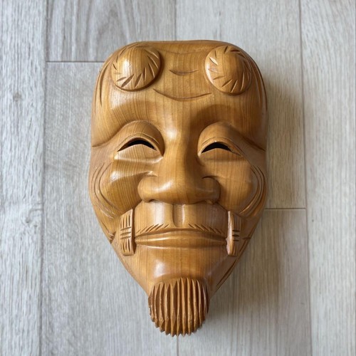 Noh Mask Okina Old Man Japanese Vintage Antique Wooden Wood Carving ...
