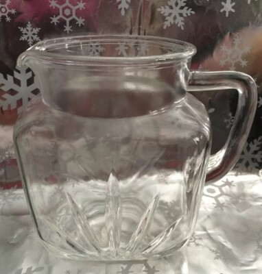 ️Vintage Square Federal Starburst Pitcher Clear Pressed Glass Star On ...