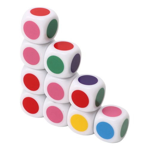 20Pcs Color Dot Dice 6 Colors Right Angle Teaching Dice For Board Games ...