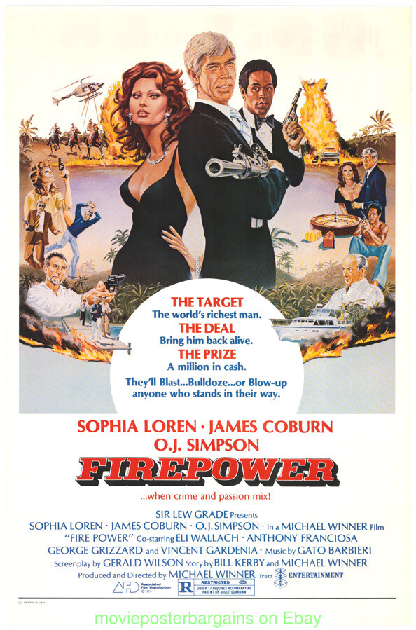FIREPOWER MOVIE POSTER Original 27x41 One Sheet SOPHIA LOREN JAMES ...