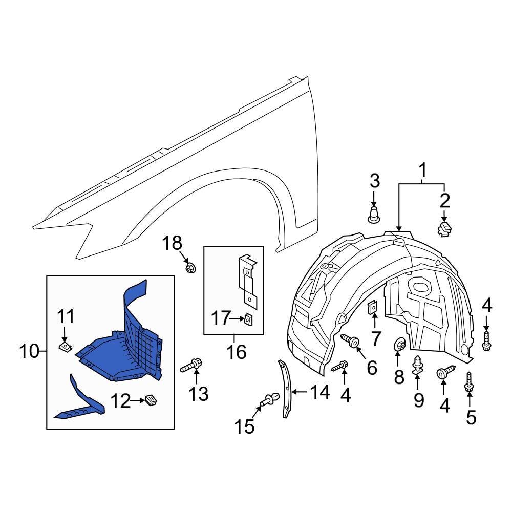 For Audi A8 Quattro 2019 Audi 4N0853887H Front Left Fender Liner ...