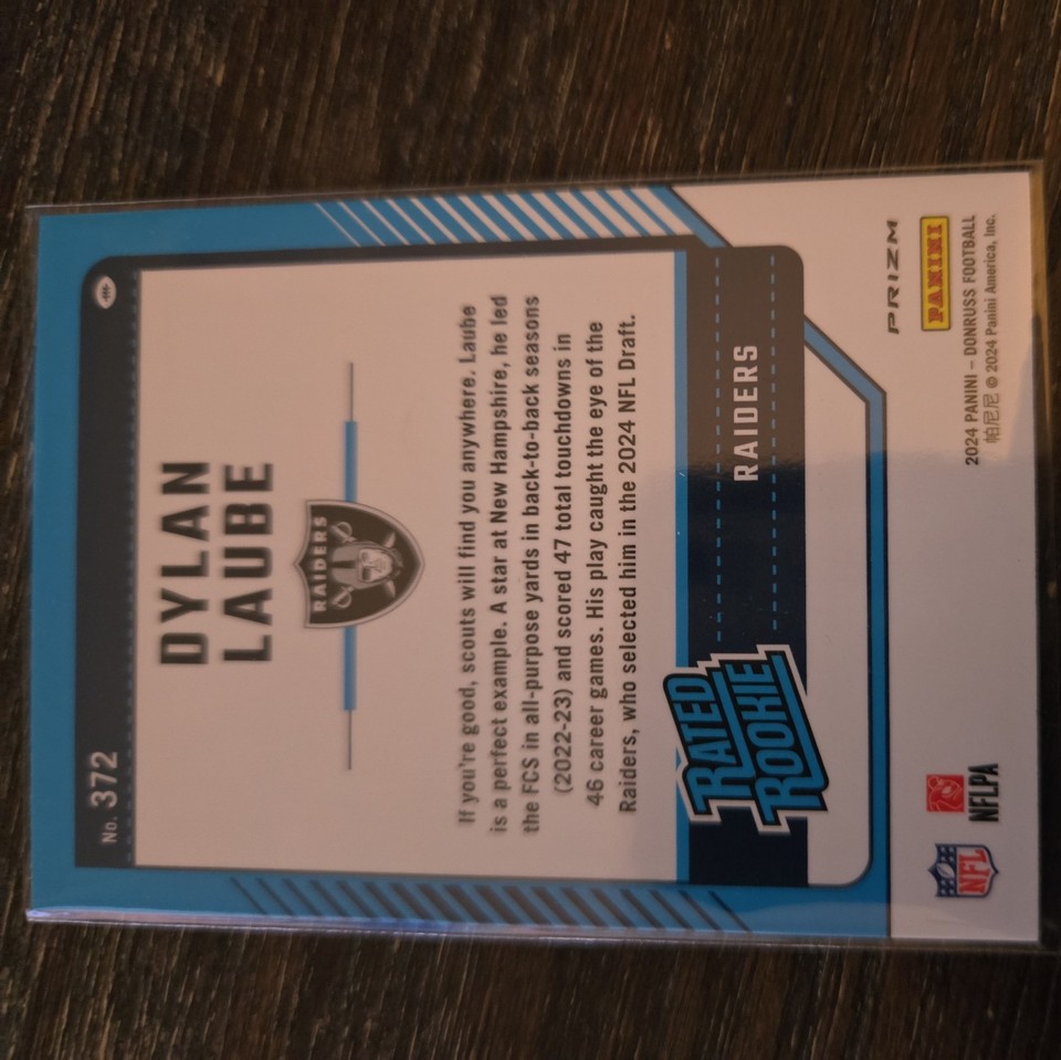 2024 Donruss #372 Dylan Laube Optic Red Wave Rookie Raiders | eBay