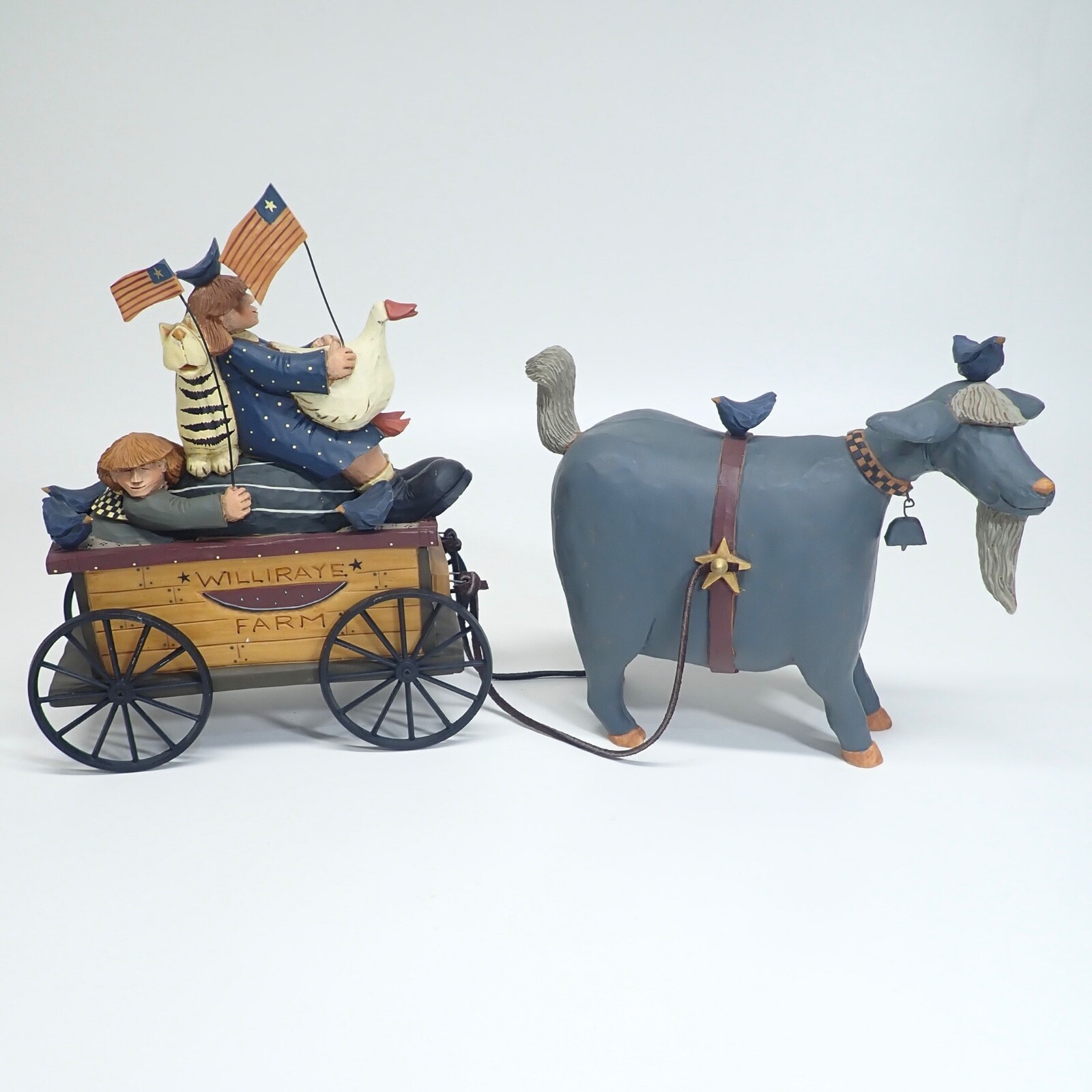 Williraye Studio WW1316 Goat Pulling Wagon Cart Kids Flags Americana ...