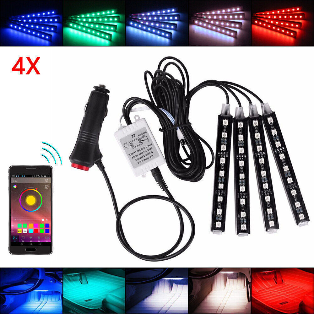 4x RGB LED interior lighting footwell lighting car ambient lighting ...
