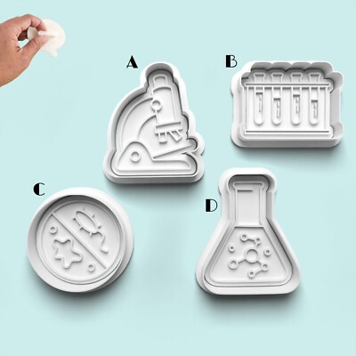 Cute Science Microscope Test Tubes Flask Cookie Fondant Cutter Embosser ...