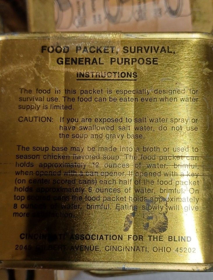 1 Vintage US Military Food Packet Survival General Purpose Ration ...