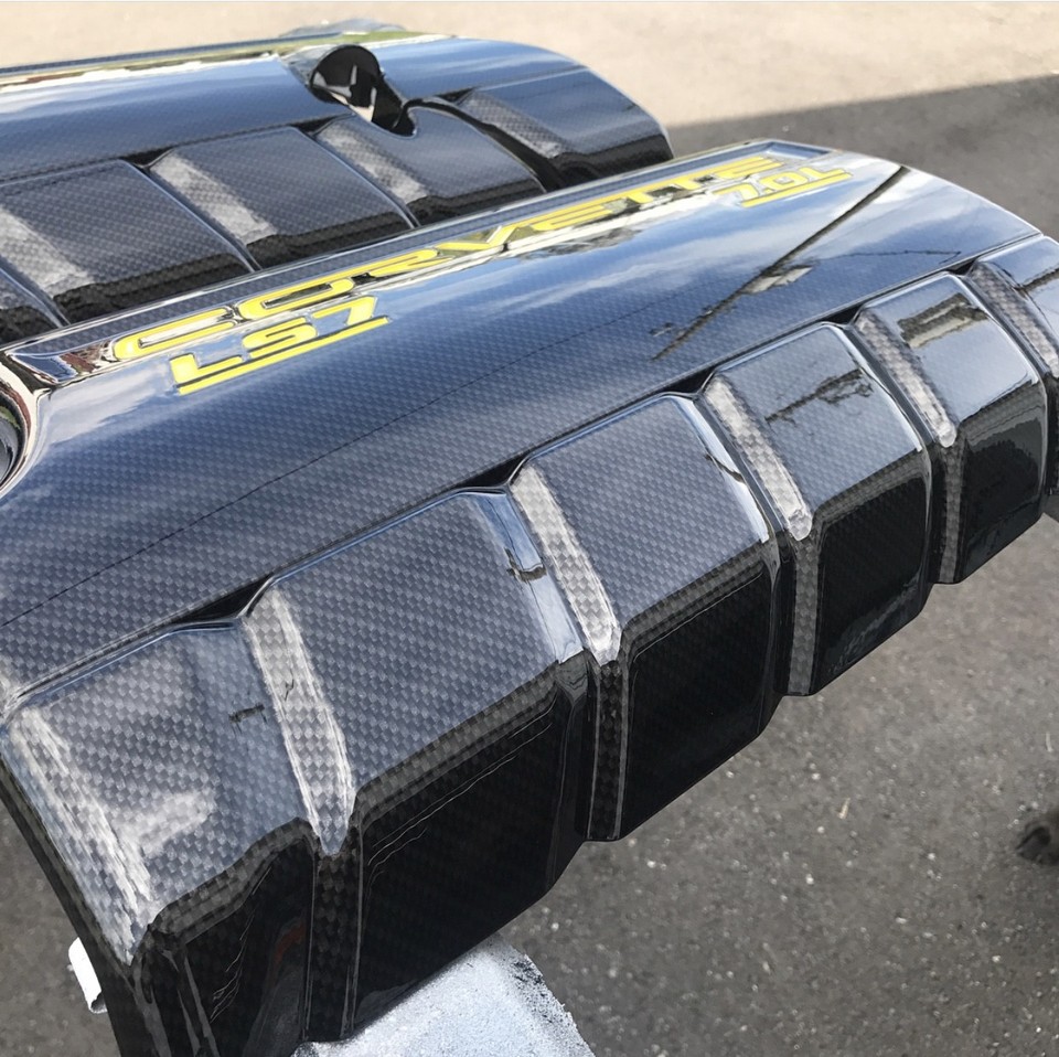 2005-13 Corvette C6 Z06 ZO6 Carbon Fiber HydroGraphics Engine Covers ...
