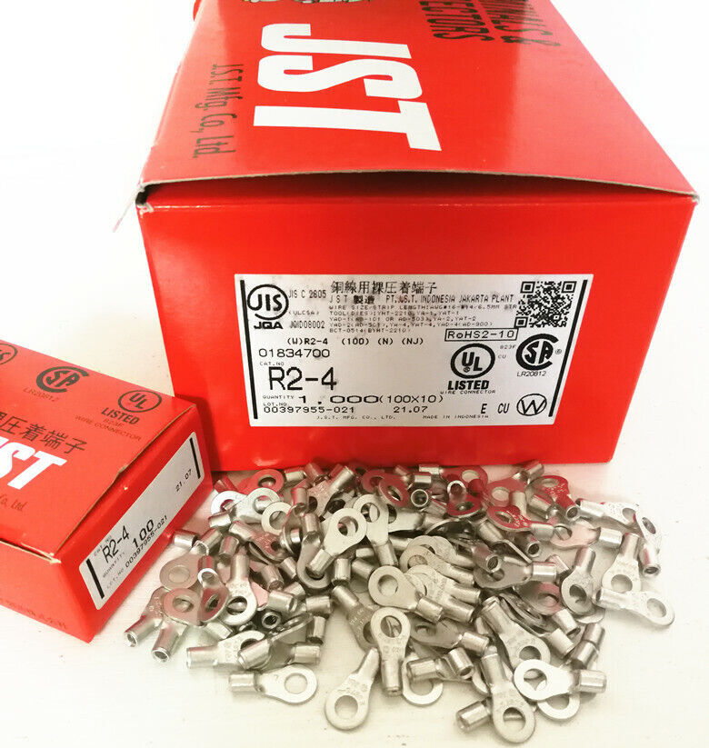 100pcs JST R2-4(2-4) Connector O-shaped R-shaped Ring Copper Crimping ...