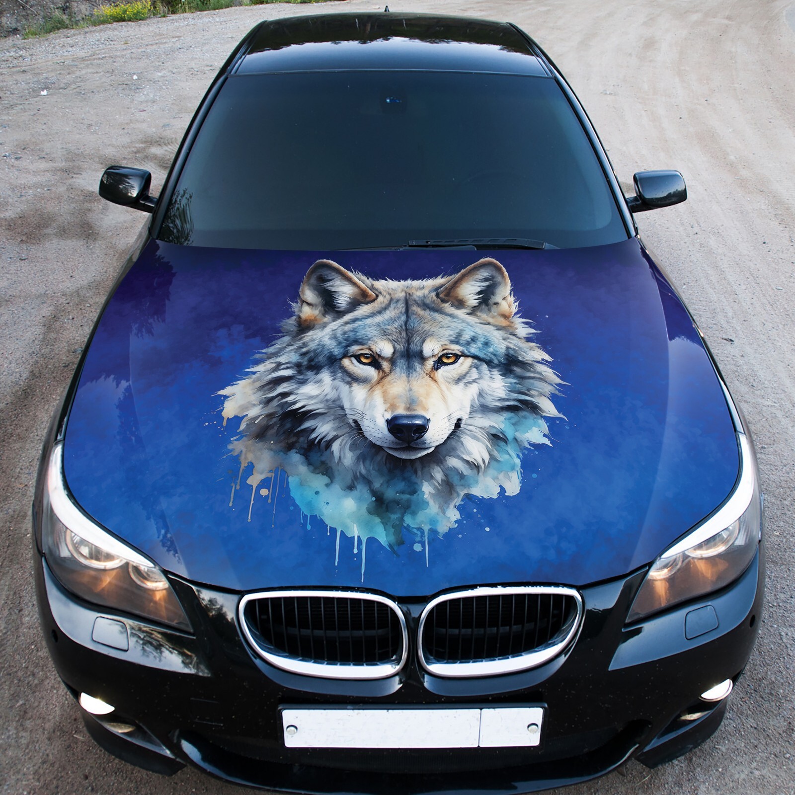 Wolf Clipart Car Hood Wrap Decal Vinyl Sticker Full Color Graphic Fit ...