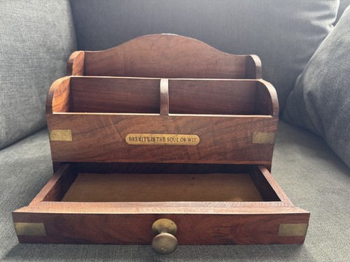 VINTAGE WOODEN DESK/LETTER ORGANISER "BREVITY IS THE SOUL OF WIT" | eBay