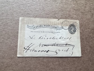 Canada 1893 Postal Card +Montreal to Hanover +Newspaper Ad Agency Msg ...
