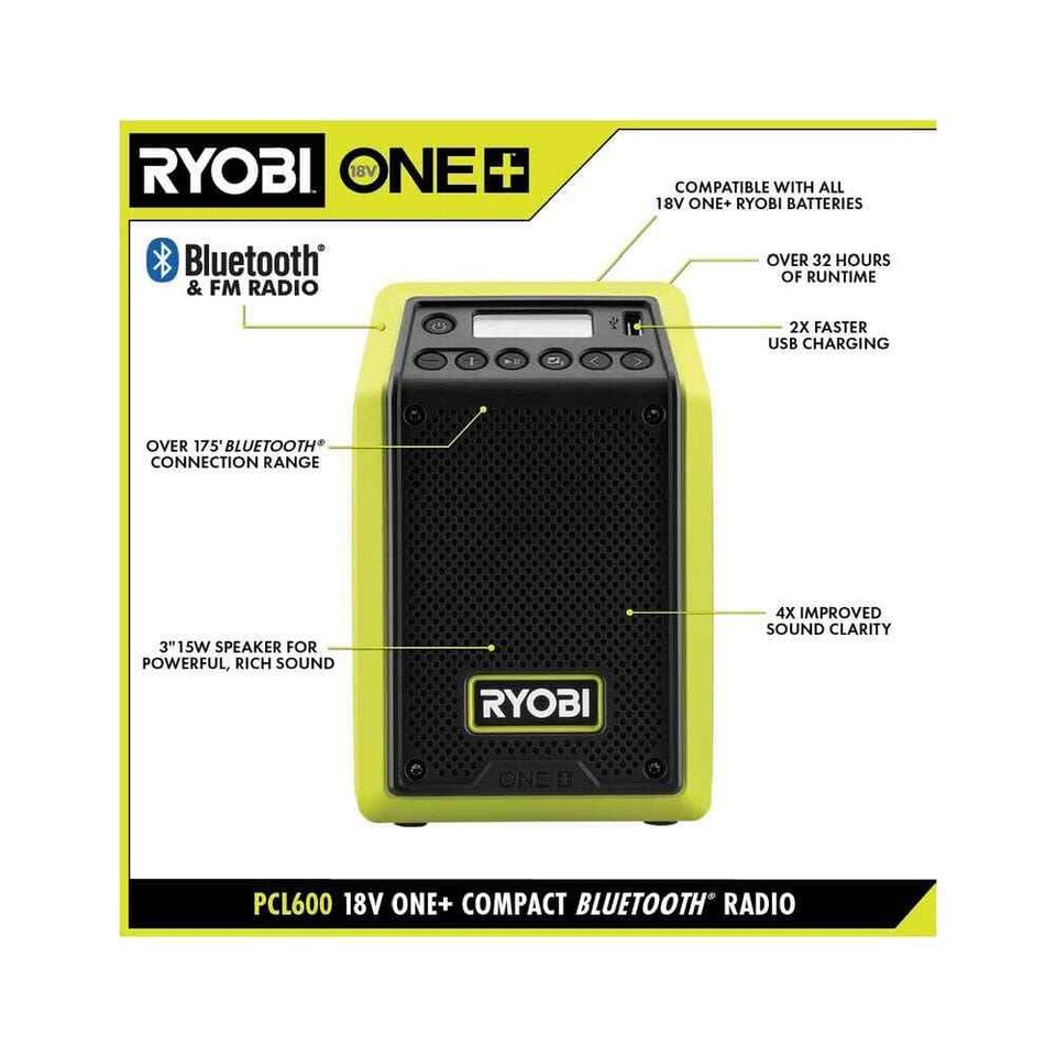 RYOBI ONE+ 18V Cordless Compact Radio with Bluetooth (Tool Only) | eBay