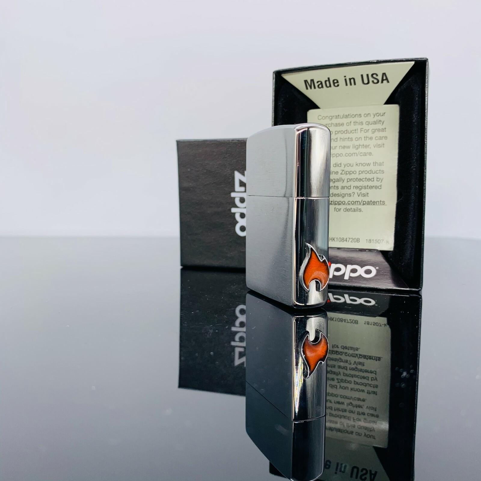 Zippo Feuerzeug Side Flame Emblem Rot Benzin / Sturmfeuerz. | eBay