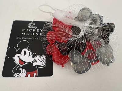 DISNEY MICKEY MOUSE REUSABLE ICE CUBES RED BLACK & GRAY NEW SET OF 12 ...