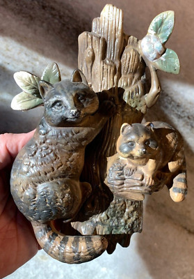 Vintage Raccoon Racoon Ceramic Figure Figurines Wall Rustic Camp Cabin ...