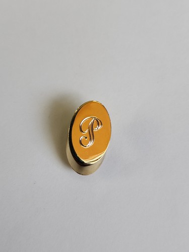 Initial " P " Stick Pin Gold Color Oval Shape Engraved Cursive Monogram ...