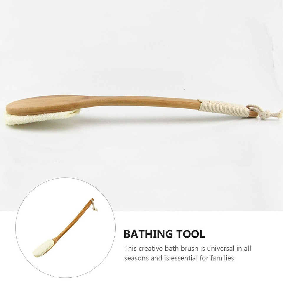 1pc Bamboo Curved Handle Loofah Bathing Brush Shower Brush (Assorted ...