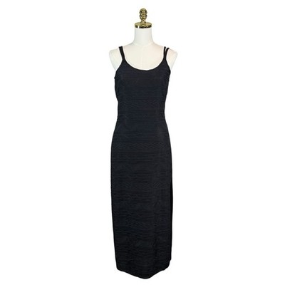 Shape FX Womans Textured Bodycon Maxi Dress Size 10P Black Fitted ...