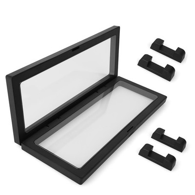 2PACK 3D Floating Coin Display Frame Box Jewelry Holder Case W/ Stand ...