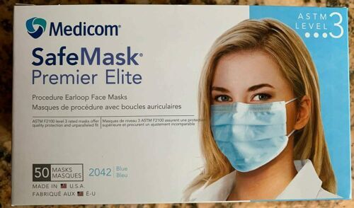 Medicom 2042 SafeMask Premier Elite Earloop Face Masks ASTM Level 3 ...