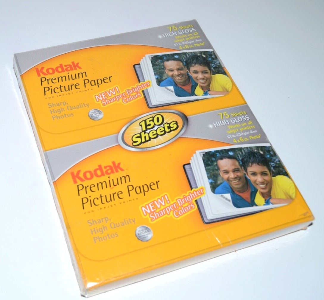 Kodak Premium Picture Paper High Gloss 150 Sheets Ink Jet Printer New ...