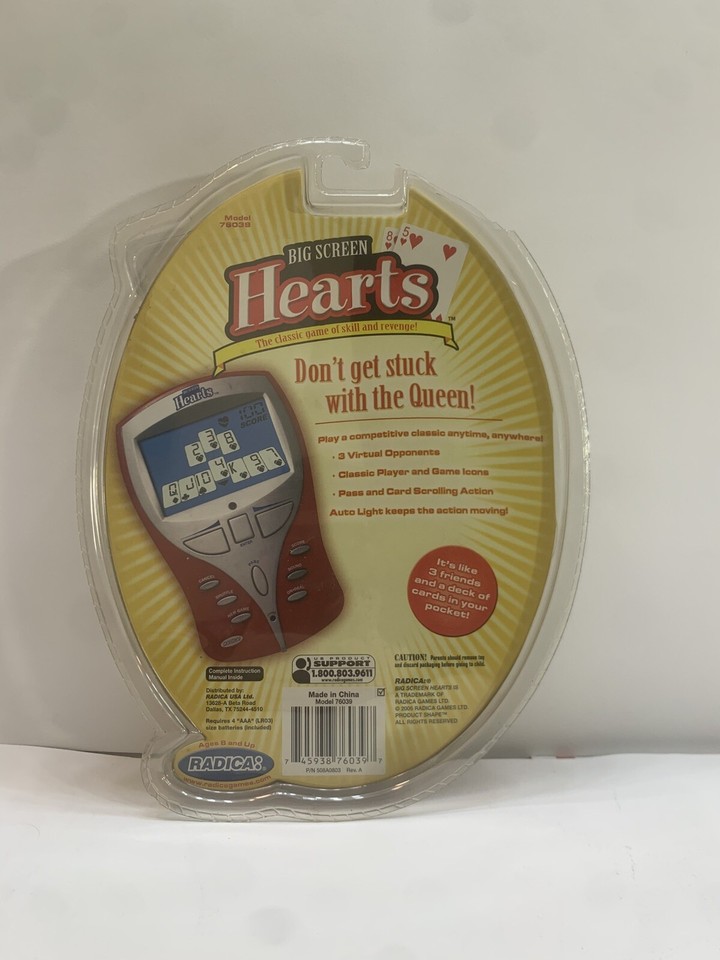 Radica Hearts Card Game Big Screen Handheld Video Card Game Sealed (NEW ...