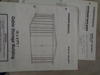 Owners Manual - Storage Building Model No. 696.60817 | eBay