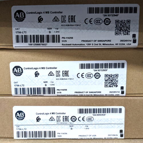 New Allen Bradley 1756-L72 SER B ControlLogix 4MB Controller PLC ...