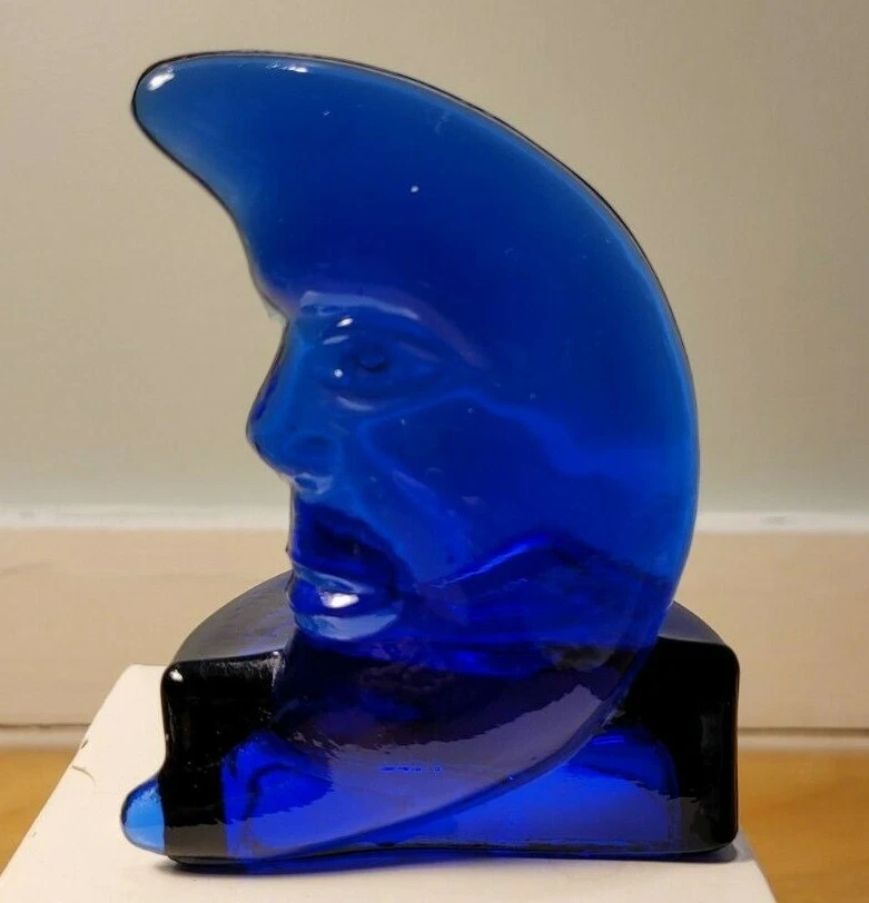 Blue Crescent Moon With Face