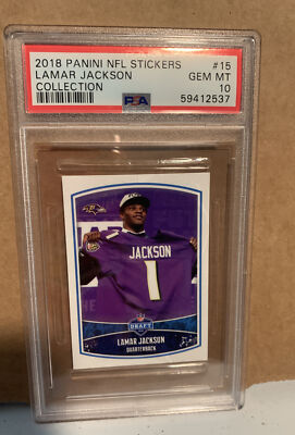 Lamar Jackson RC 2018 Panini NFL Sticker PSA 10 Gem Mint Rookie LOW POP ...