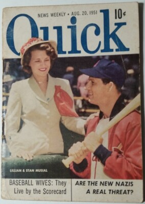 August 20, 1951 Quick Magazine Lillian & Stan Musial Cover Baseball ...