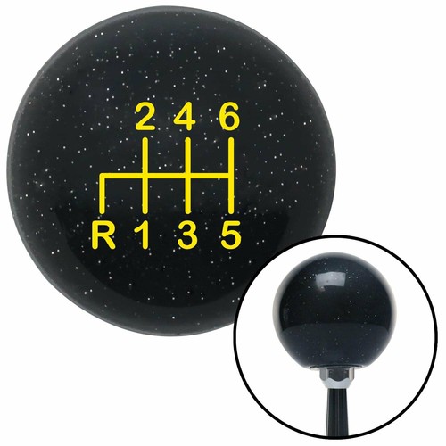 Yellow Shift Pattern 21n Black Metal Flake Shift Knob with M16x1.5 ...