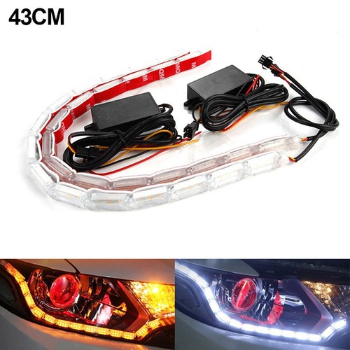 Improved Visibility Dual Color Sequential LED Strip DRL Daytime Running ...